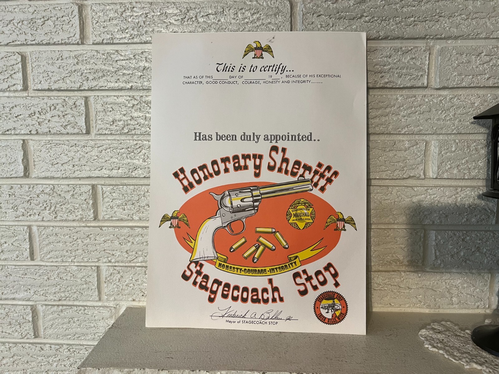 C1960 Poster Souvenir of Stagecoach Stop Irish Hills MI Honorary ...