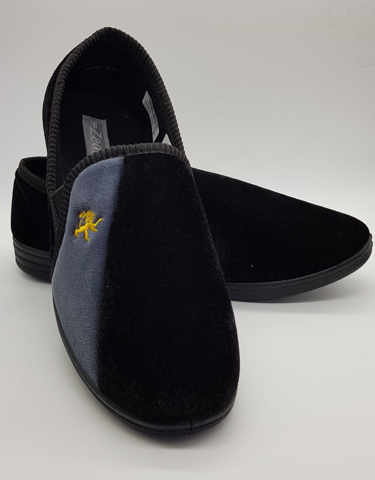 Mens Zedzzz Slippers Aaron MS480 Velour Twin Elastic Gusset Comfort ...