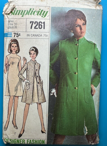 Designer Fashion Dress & Coat Patten Simplicity 7261 Size 10 Bust 31 ...