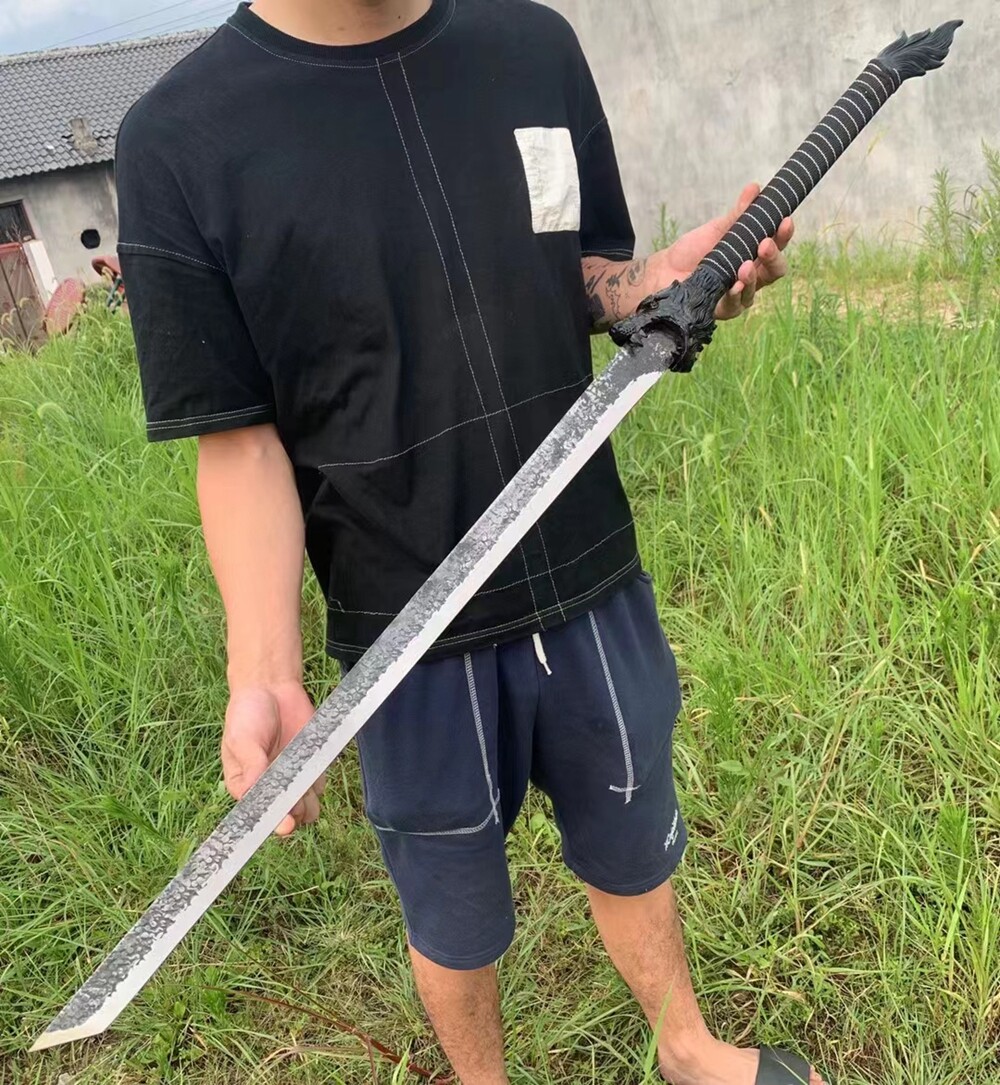 Chinese Tang Dao Wushu Sword Wolf Broadsword 1095 Carbon Steel Blade ...