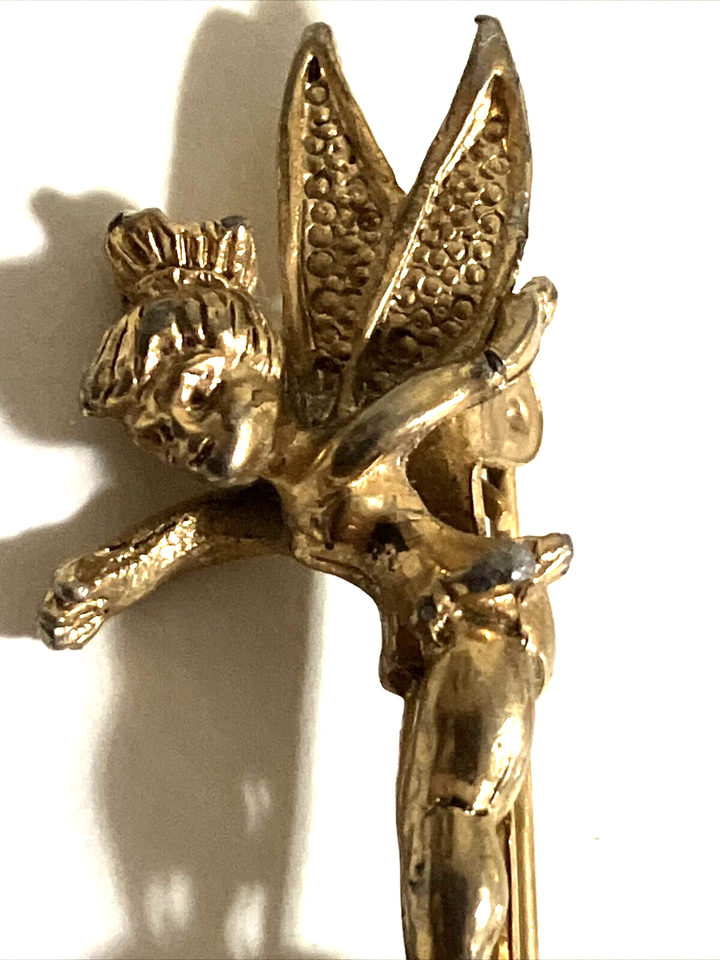 VTG Walt Disney Prod Tinker Bell Gold-Toned Crystal Ball By Feet Brooch ...