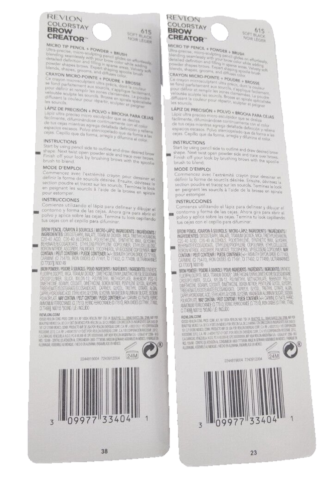 2 Pack Revlon ColorStay Brow Creator Micro Tip Pencil 615 Soft Black 0. ...