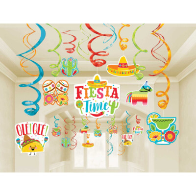 Mexican Fiesta Hanging Swirl Decorations (Pk 30) | eBay