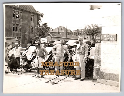 C.1945 WW2 TSINGTAO QINGDAO, CHINA, YMCA PACIFIC ROAD SOLDIER RICKSHAS ...