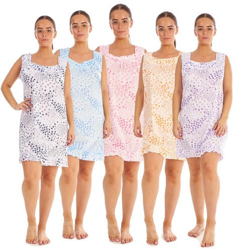 Ladies 100% Cotton Strappy Nightwear Floral Frill Summer Short ...