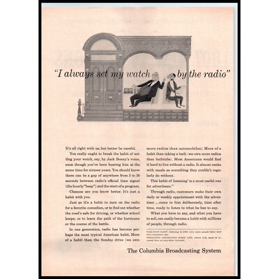 1951 CBS Radio Columbia Broadcasting System Vintage Print Ad Set Watch ...