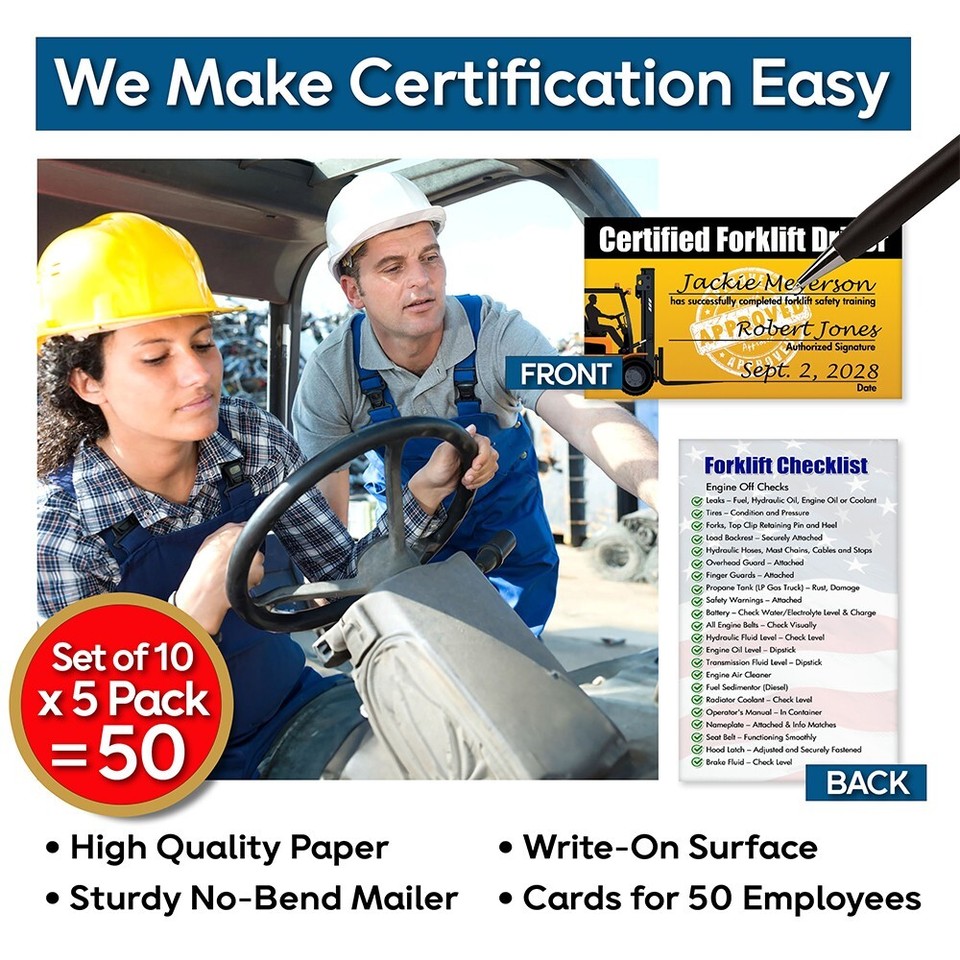 Forklift Certification Training Cards - Certified Forklift Driver Card ...