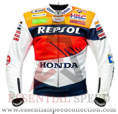 Honda Repsol Motorbike Leather Jacket In Cow hide / 5 Protections ...
