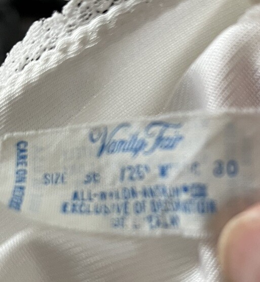 Vintage Vanity Fair Full Slip Gown White Nylon Sz 36 Adjustable Straps ...