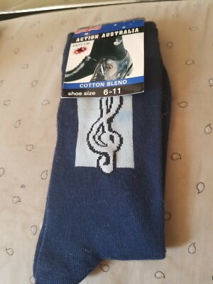 Brand new pack.Treble Clef music Mens'size 6-11, Cotton blend. Navy ...