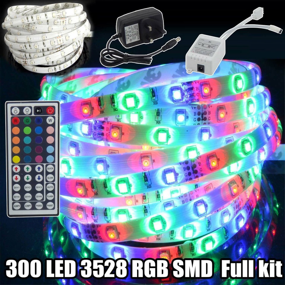 LED STRIP LIGHTS 5050 RGB COLOUR CHANGING TAPE UNDER CABINET KITCHEN TV ...