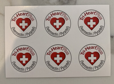 Six Tri-Heart Plus Stickers | eBay