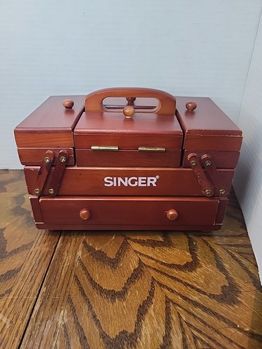Vintage Mini Wooden Fold Out Singer Sewing Box | eBay