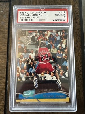 MICHAEL JORDAN 1997-98 TOPPS STADIUM CLUB #118 FIRST DAY ISSUE PSA 10 ...