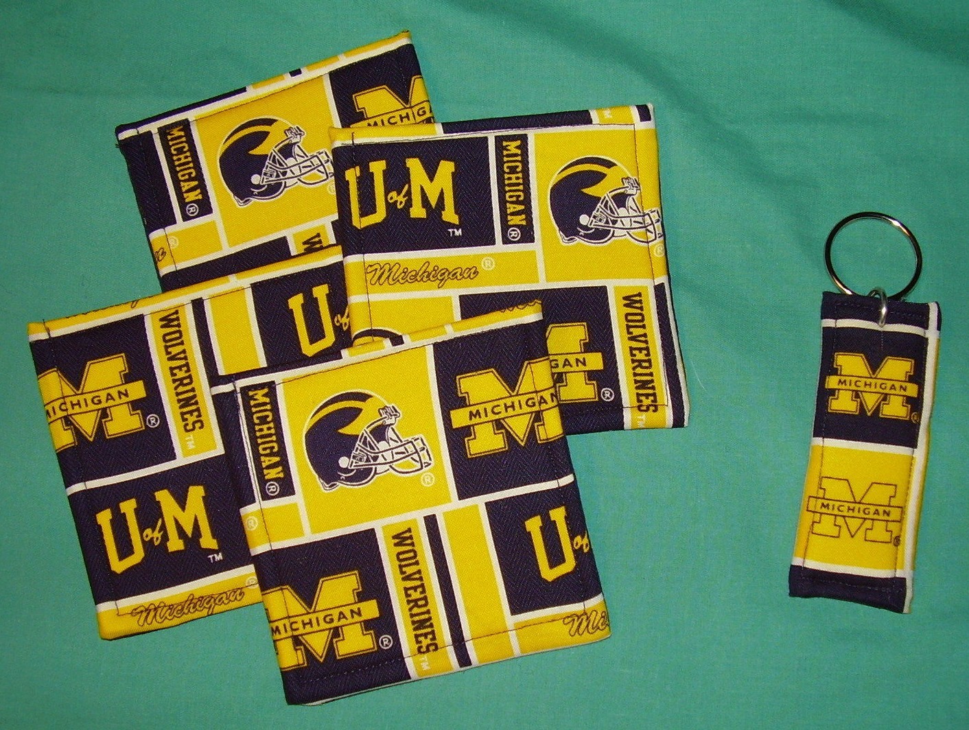 *New COASTERS SET and/or KEYCHAIN ring U of M UNIVERSITY MICHIGAN ...