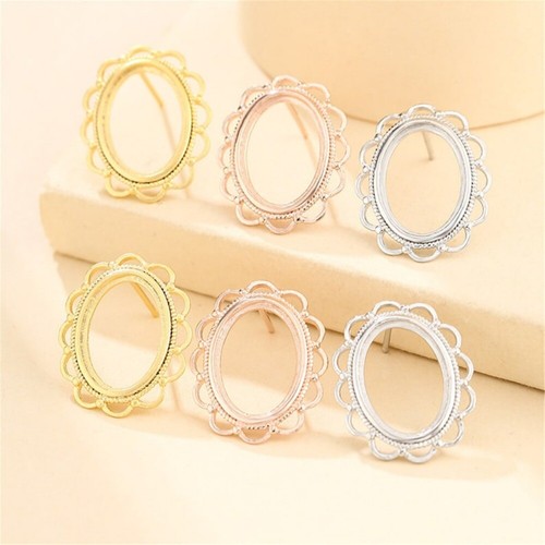 925 Silver Earring Setting for 5x7mm/6x8mm/8x10mm Oval or 6mm-9mm Round ...