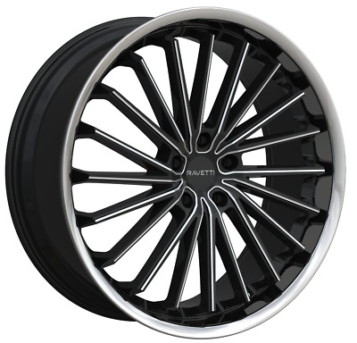 22" Inch Black & Milled SS Lip Ravetti M14 5x120 +40 Rims Wheels 20 | eBay