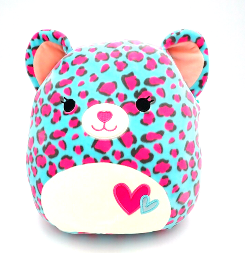 Squishmallow Chelsea the Cheetah Cat 8" Plush 2020 Blue Pink Hearts ...