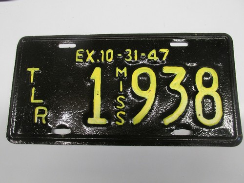 1947 MISSISSIPPI LICENSE PLATE TRAILER TAG VINTAGE | eBay