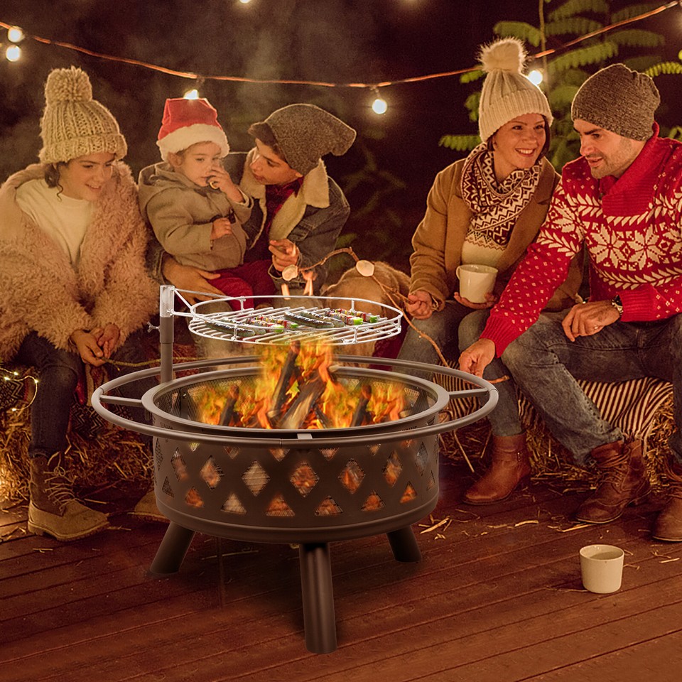 BALI Outdoors Wood Burning Fire Pit 32 Inch Outdoor Backyard Patio Fire ...