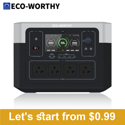 ECO-WORTHY Portable Power Station 1920Wh 2000W AC USB Battery Charge ...