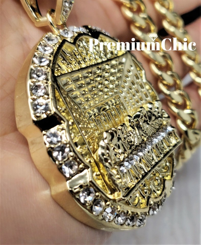 Jumbo Last Supper Pendant & 30" Cuban Link Chain Necklace Men Plated CZ ...