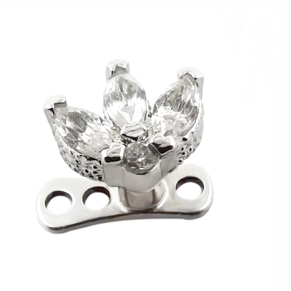 1PC Micro Dermal Anchor Top G23 Titanium Base Clear CZ Skin Diver ...