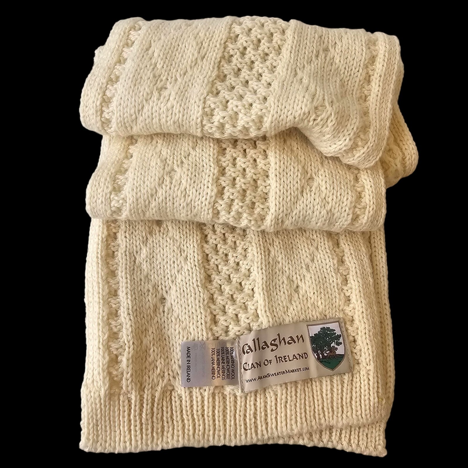 Callaghan Clan Ireland Marino Wool Knit Neck Scarf Rectangle 62x10 Off ...