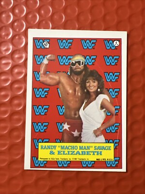1987 TOPPS WWF RANDY "MACHO MAN" SAVAGE & ELIZABETH Trading Card # 7 ...