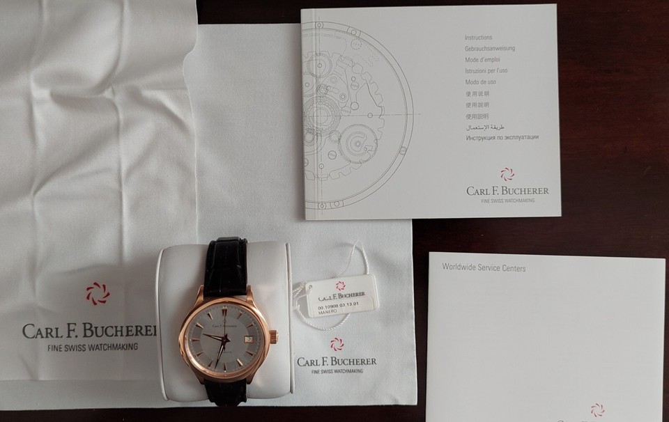 Carl F. Bucherer Manero Auto Date 18K Golden Watch | eBay