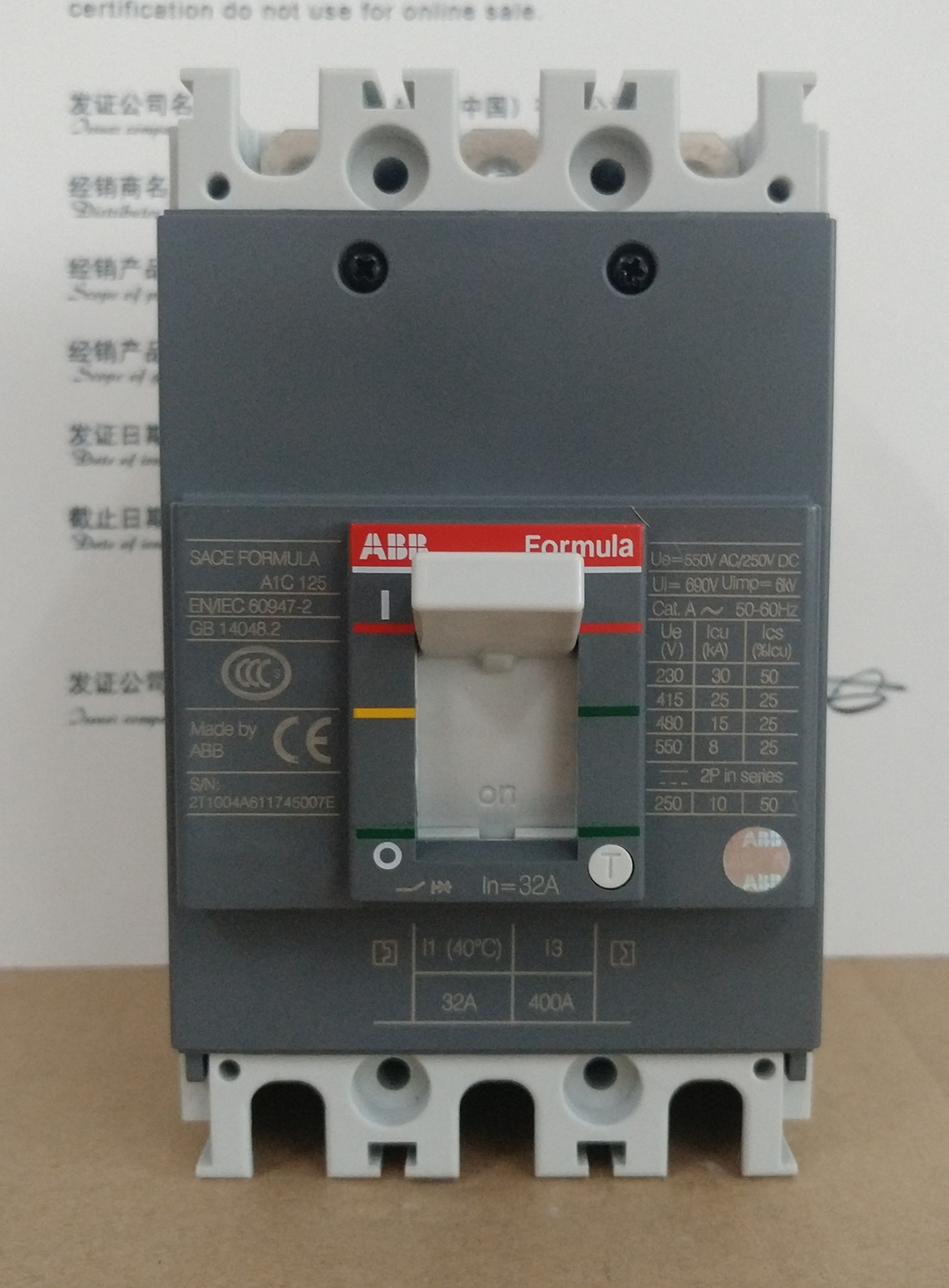 ABB Formula molded case circuit breaker MCCB A1C125 TMF 32/400 FF 3P ...