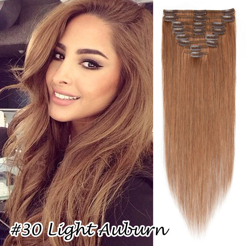 CLEARANCE Clip in Remy Real Human Hair Extensions Full Head 8PIECES ...