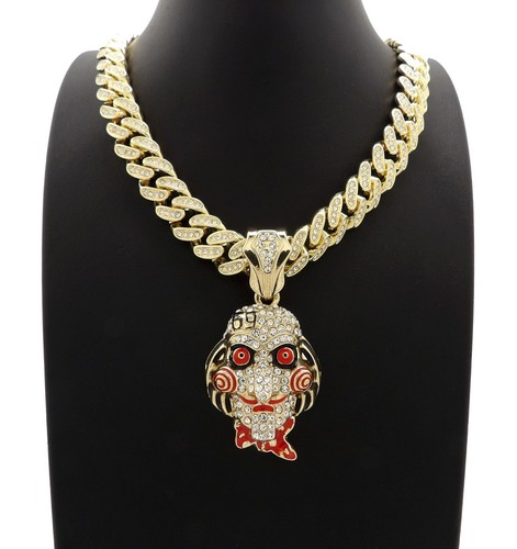 TEKASHI 69 SAW JIGSAW PENDANT GOLD MIAMI CUBAN LINK CHAIN NECKLACE ...