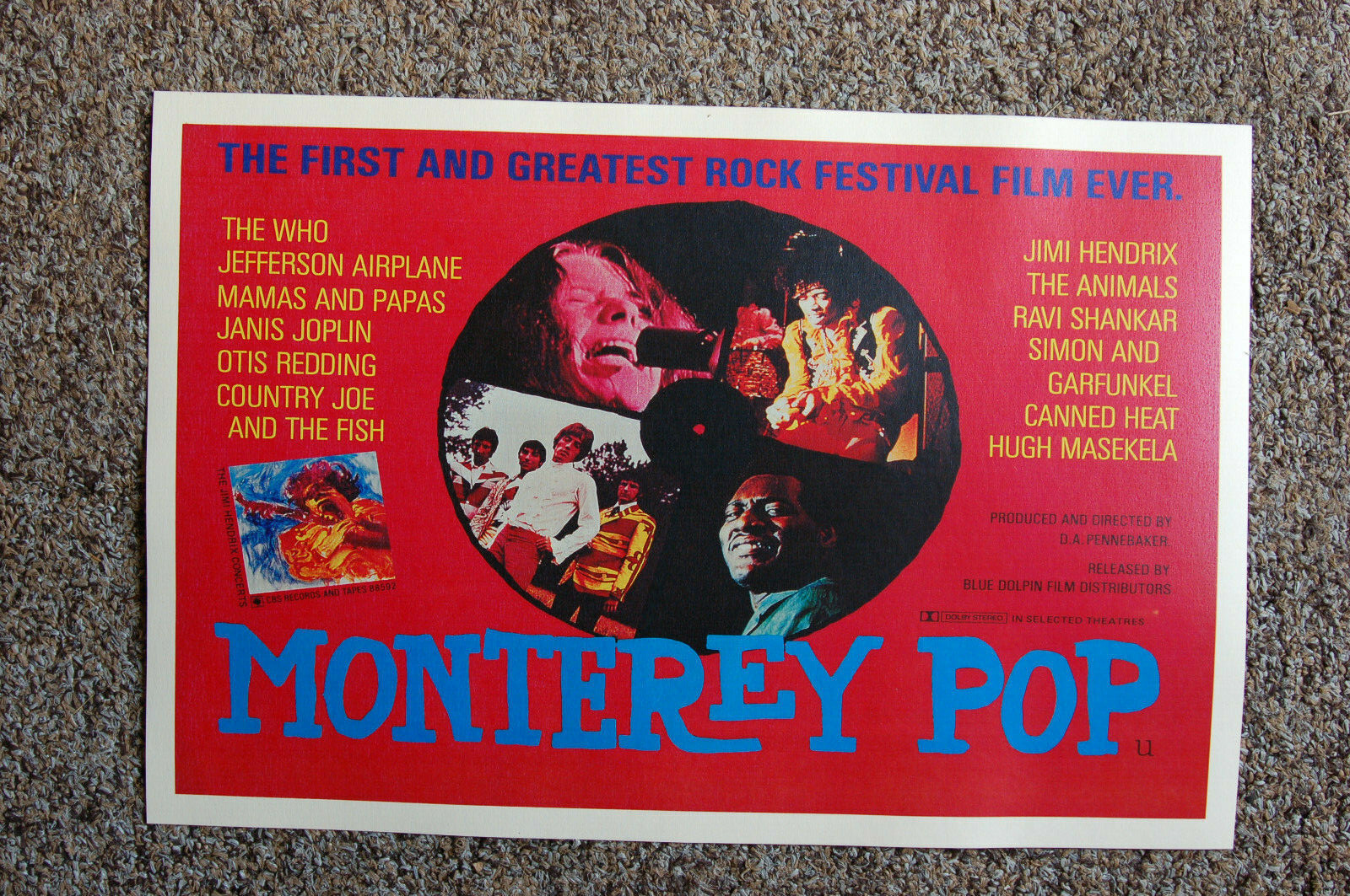 Montery Pop 1982 Concert Movie Poster Janis Joplin Otis Redding Jimi ...