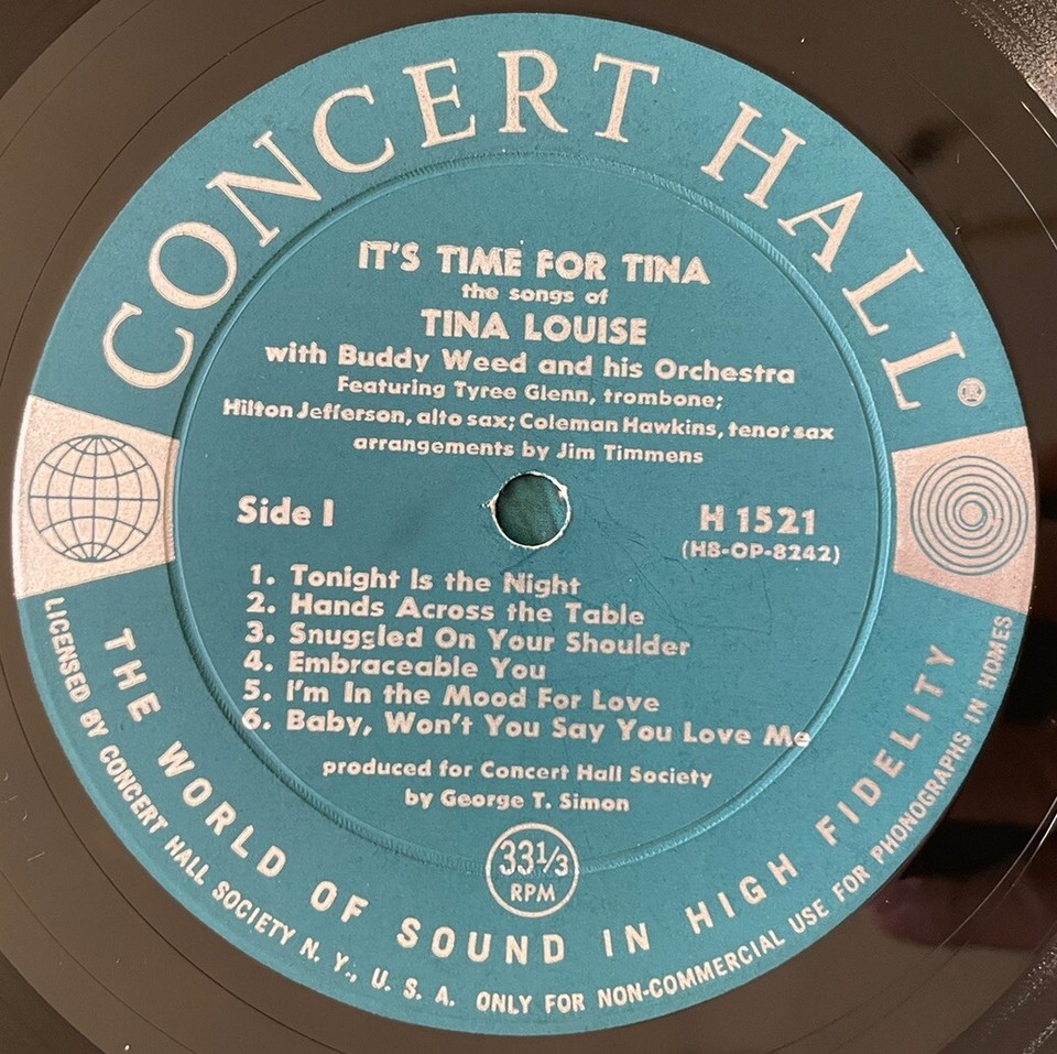 Tina Louise It’s Time For Tina Mono Concert Hall Label VG+ Cheesecake ...