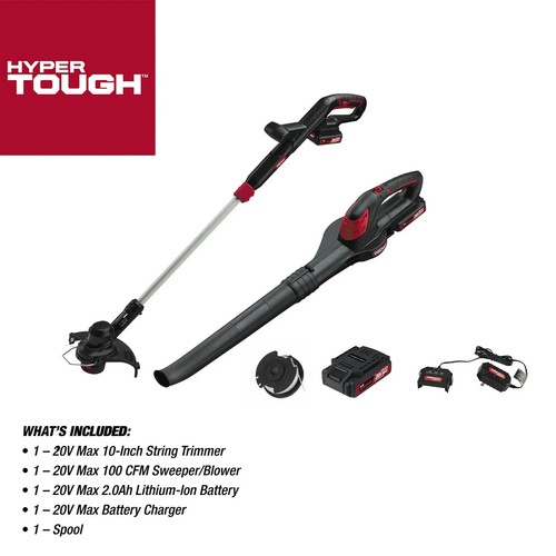 Hyper Tough 20V Cordless Combo Kit, 10-inch String Trimmer & 130Mph ...
