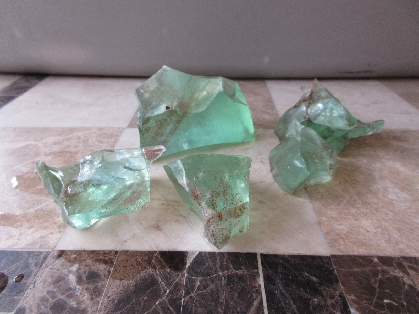 Clear Green Slag Glass Small 5 Chunks 10 oz Rock Landscaping Aquarium ...