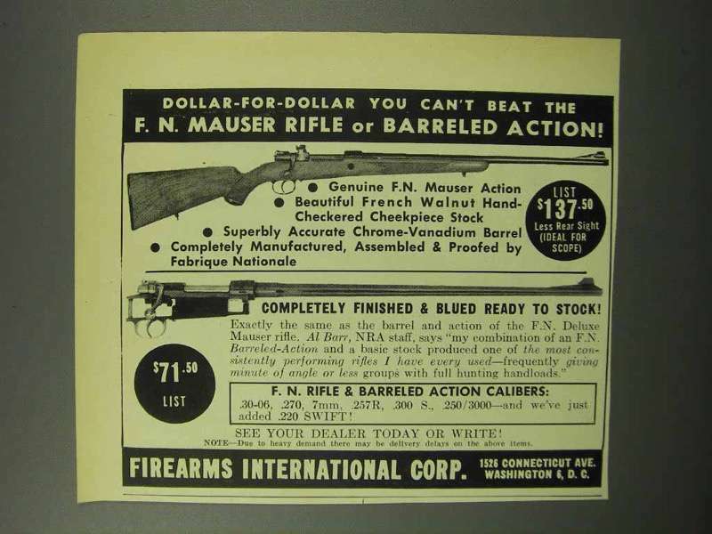 1951 F.I. Ad - F.N. Mauser Rifle and Barreled Action | eBay