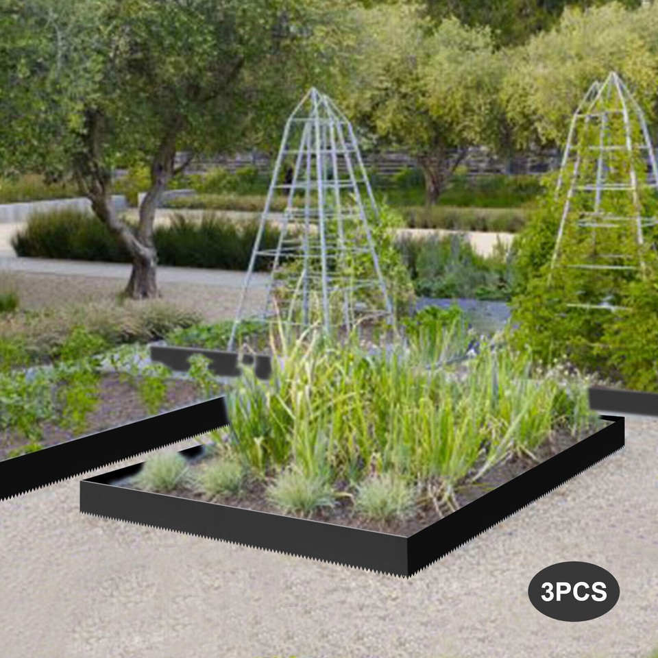 3pcs 40x 8in Steel Landscape Edging Black EcoBorder Garden Backyard ...