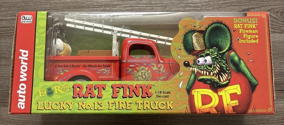 Auto World Ed Roth Rat Fink Lucky No. 13 Fire Truck 1:18 Scale Diecast ...