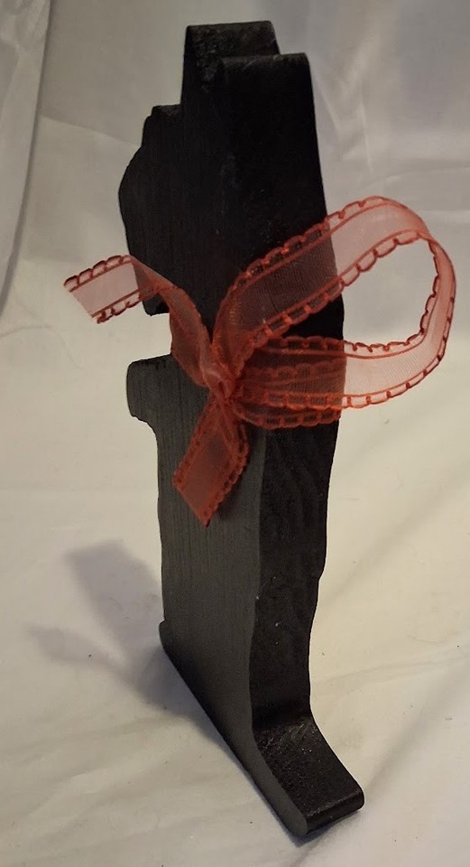 Vintage Sitting Up Wooden Scottie with Red Bow 6" x 4" | eBay