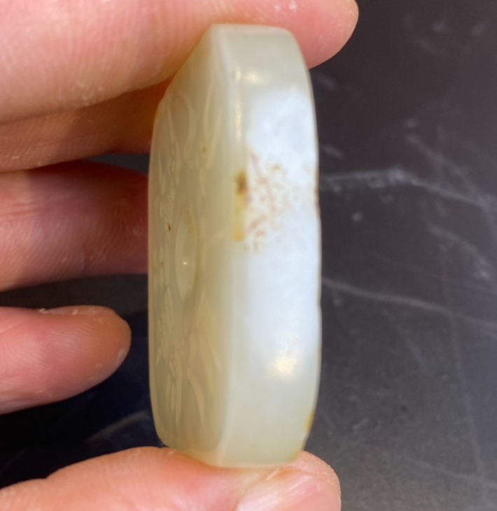 Chinese antique Ming Dynasty Hetian white jade gossip inscription ...