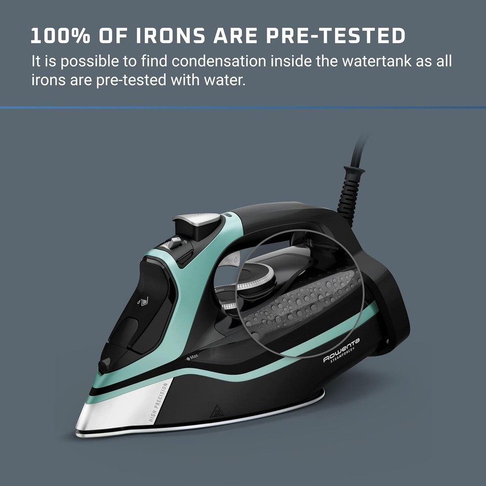 Rowenta Steam Force Stainless Steel Soleplate Iron for Clothes, Teal | eBay
