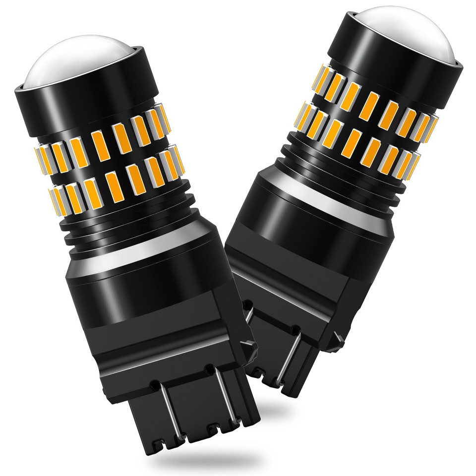 2PCS 3157 3156 3456 CAR AMBER 48-4014 LED TRUN SINGLE LIGHT BULBS 12V ...