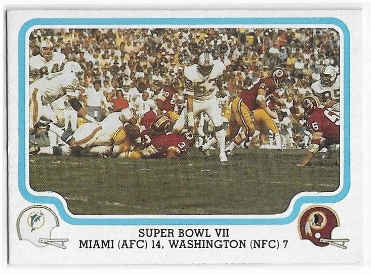 SUPER BOWL VII 1979 Fleer Team Action card #63 Miami Dolphins Redskins ...