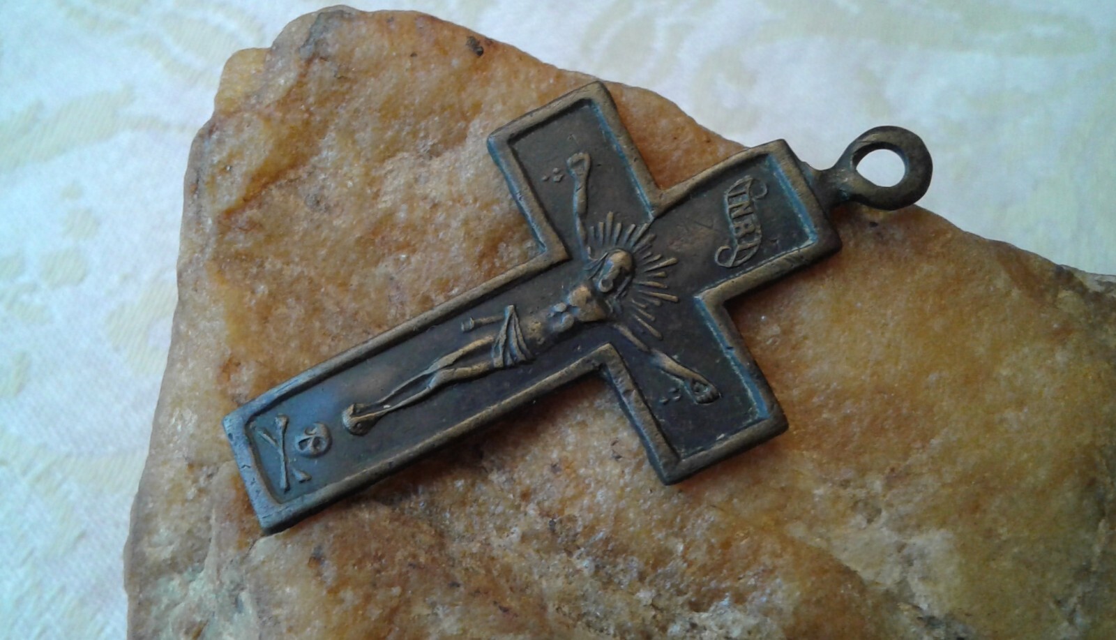 ANTIQUE c.19th CENTURY CATHOLIC MISSION CRUCIFIX with INSTRUMENTS of ...