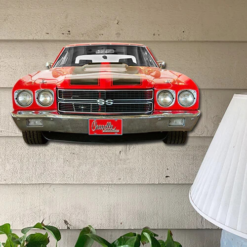 Red Black Stripe 1970 Chevrolet Chevelle SS Front Bumper Metal Sign (18 ...