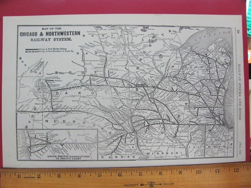 CHICAGO & NORTHWESTERN RAILWAY ORIGINAL 1921 SYSTEM MAP C&NW RR ROUTE ...