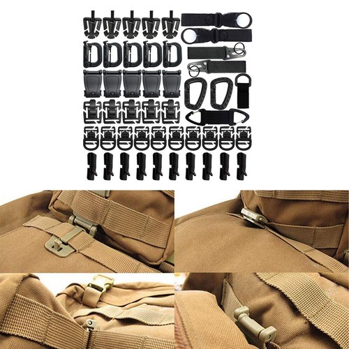 48Pieces Molle Attachments for Webbing Key Ring D Ring Clip Outdoor ...