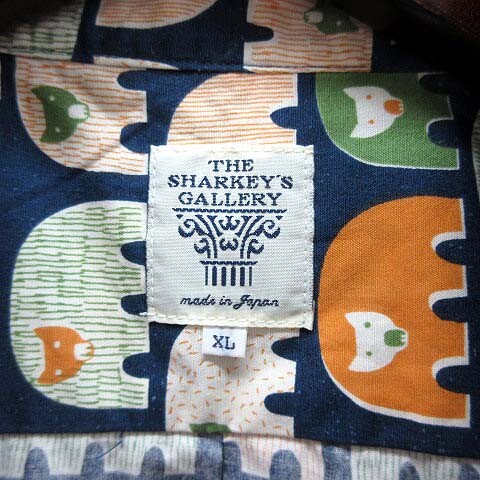 The Sharkey'S Gallery Bear Print Button Down Shirt Short Sleeve Navy Xl ...